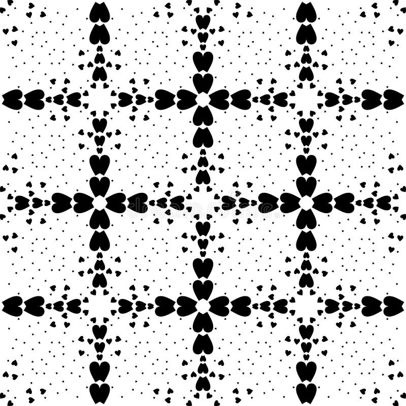Abstract Black and White Repeated Design White Background Flower Heart ... Abstract Black and White Repeated Design White Background Flower Heart ...