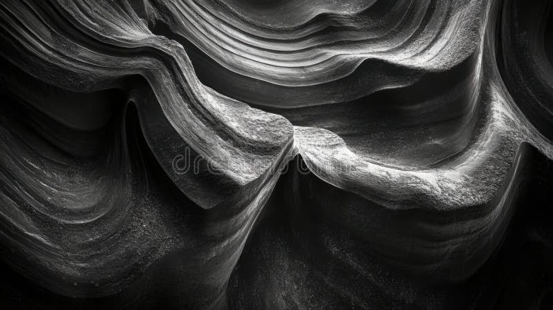 Abstract Black and White Rock Formation with Intricate Layered Textures ...