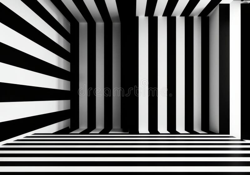 Abstract Black and White Room with Converging Lines Creating a Dramatic ...