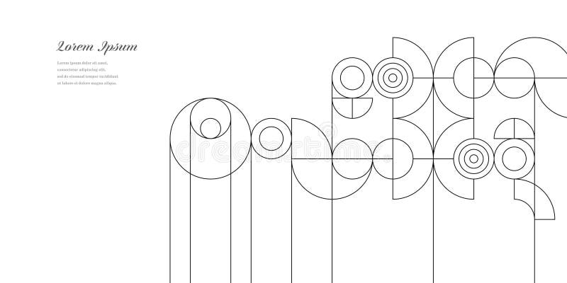 Abstract Black White Round. Geometric Circle Building Background. Retro ...