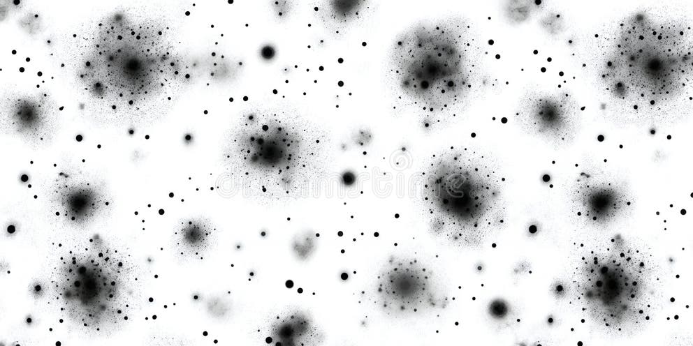 Abstract Black and White Scattered Dots and Clusters Seamless Pattern ...