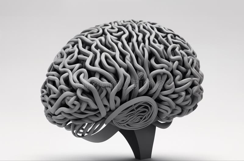 Abstract Black and White Sculpture or Model of the Human Brain ...