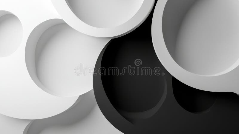 Abstract Black and White Shapes with Soft Shadows and Empty Center ...