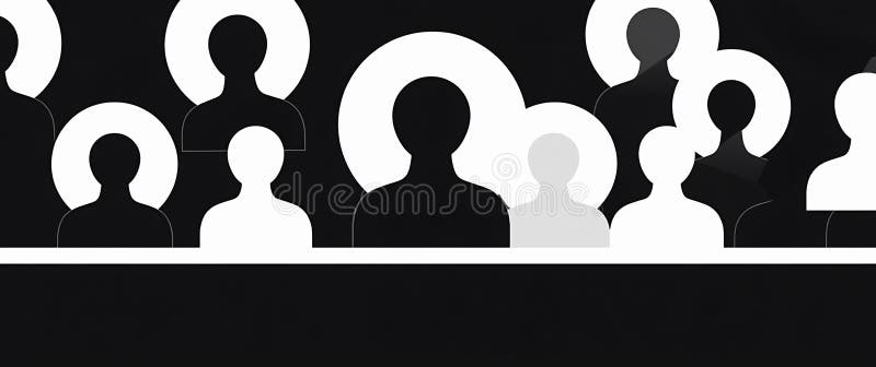 Abstract Black and White Silhouettes of People Group, Social Network ...