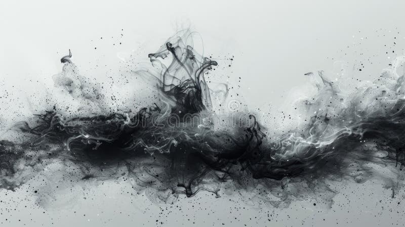Abstract Black and White Smoke Art - Generative Ai Stock Illustration ...