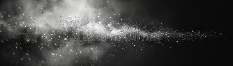 Abstract Black and White Smoke and Particle Cloud Spreading in Dark ...