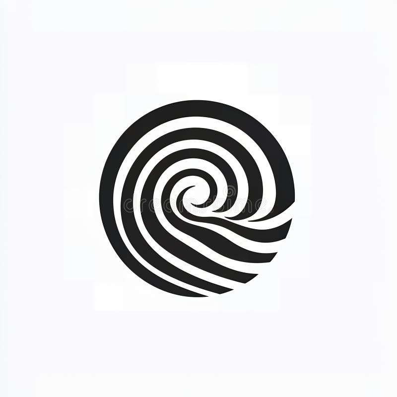 Abstract Black and White Spiral Wave Design Circular Graphic Element ...