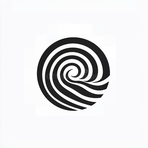 Abstract Black and White Spiral Wave Design Circular Graphic Element ...