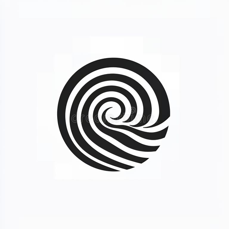 Abstract Black and White Spiral Wave Design Circular Graphic Element ...
