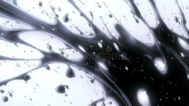 Abstract Black and White Splash Pattern with Dynamic Fluid Shapes and ...