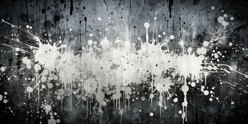 Abstract Black and White Splashes on Grunge Background - a Composition ...