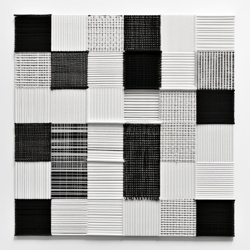 Abstract Black and White Square Panel: Drawing Machines, Gridded ...