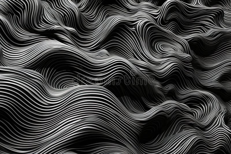 Abstract Black and White Squiggly Lines Creating Wavy Patterns Stock ...