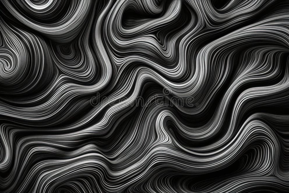 Abstract Black and White Squiggly Lines Pattern Background Stock ...