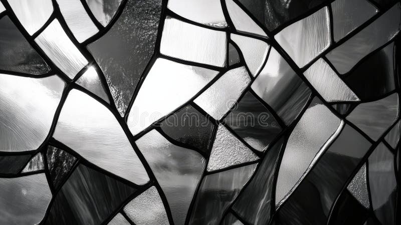 Abstract Black and White Stained Glass Art Pattern Stock Image - Image ...
