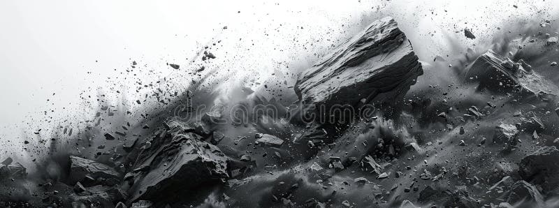 Abstract Black and White Stone Explosion Stock Illustration ...