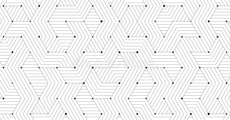 Abstract Black White Stripe Line. Geometric Hexagon Background. Polygon ...