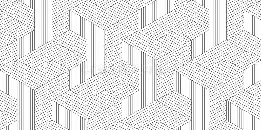 Abstract Black White Stripe Line. Geometric Hexagon Background. Polygon ...