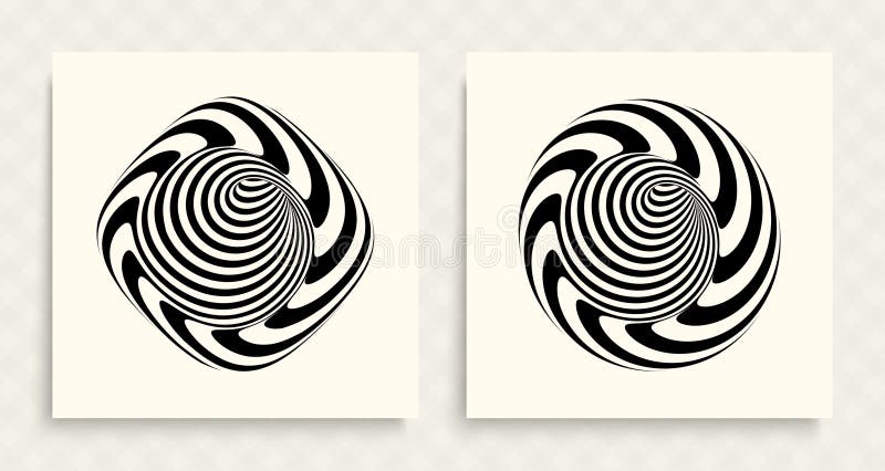 Abstract Black and White Striped Figure. 3d Geometric Design. Optical ...
