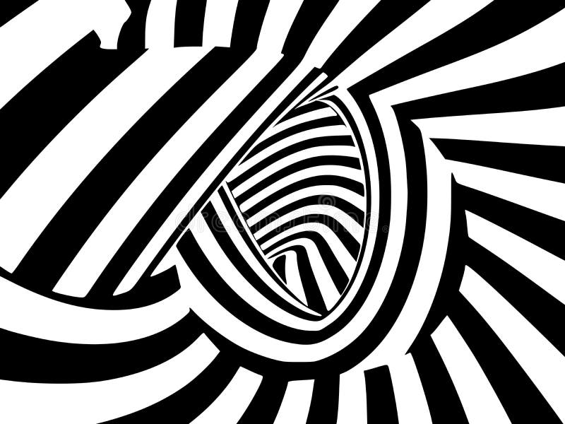 Abstract Black and White Striped Optical Illusion Three Dimensio Stock ...