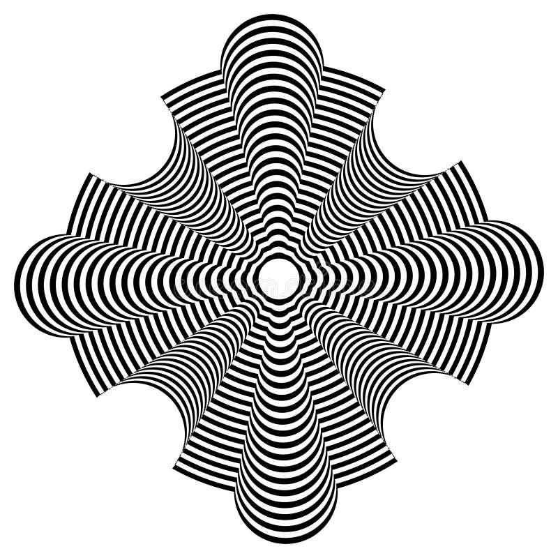 Abstract Black and White Striped Round Object. Geometric Pattern with ...