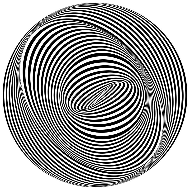 Abstract Black and White Striped Round Object. Geometric Pattern with ...