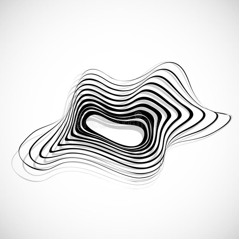 Abstract Black and White Striped Shape. Futuristic Geometric Style ...