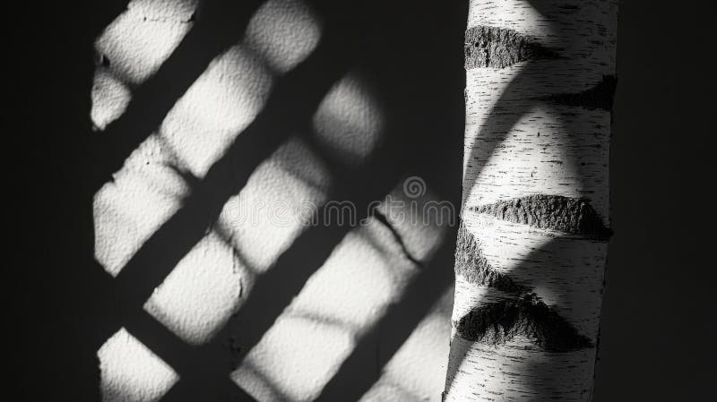 Abstract Black and White Study of Light and Shadow on Birch Tree Bark ...