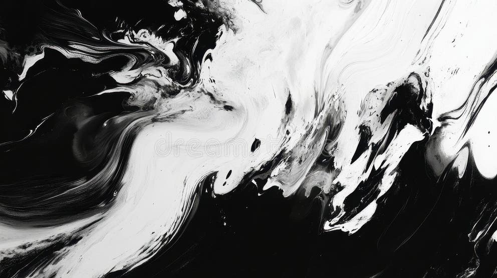 Abstract Black and White Swirl Pattern with Fluid Dynamics Stock ...