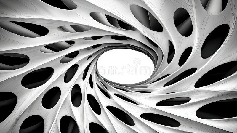 Abstract Black and White Swirl Pattern with Smooth Curves and Hollow ...