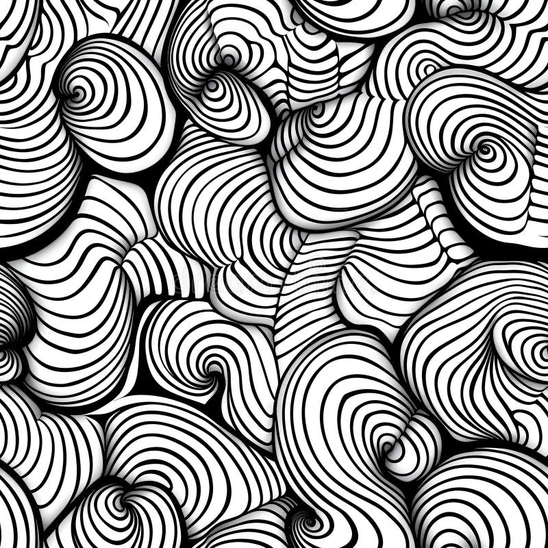 Abstract Black and White Swirling Line Pattern Creating a Dynamic ...