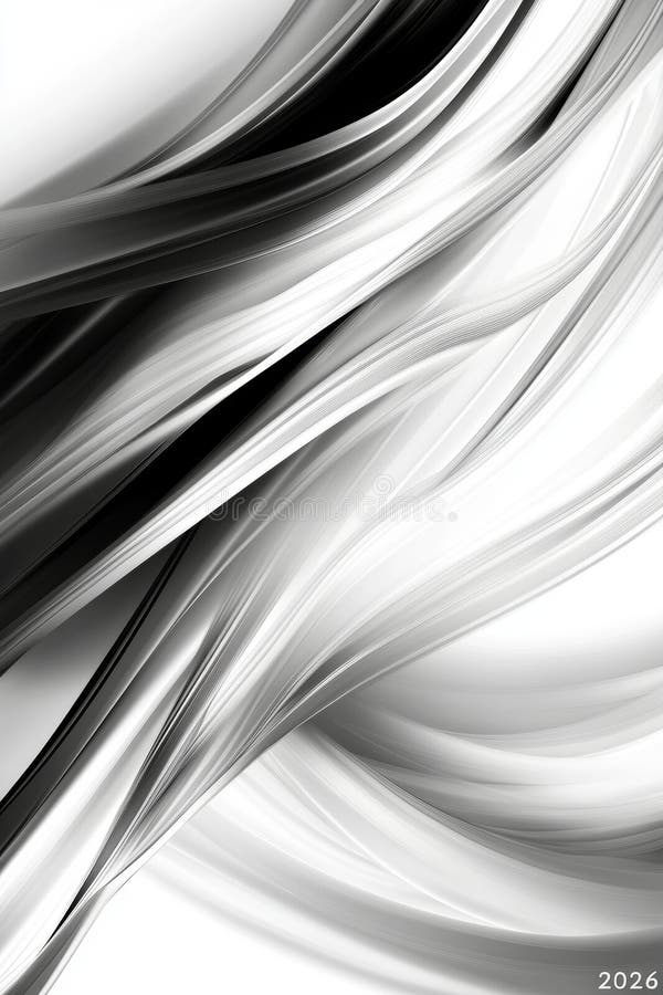 Abstract Black and White Swirling Lines Background, Dynamic Lighting ...
