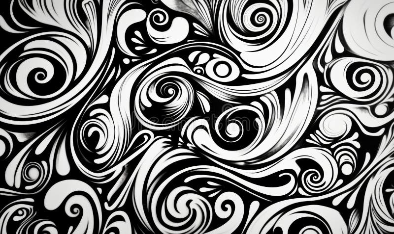 Abstract Black White Swirling Patterns Intricate Designs Stock Photos ...