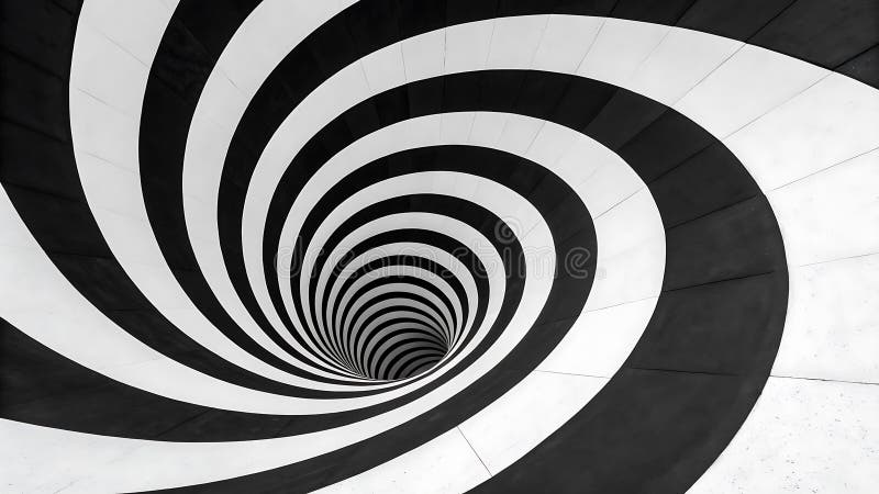 Abstract Black and White Swirling Spiral Vortex Tunnel Illusion Design ...