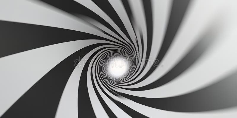 Abstract Black and White Swirling Tunnel Psychedelic Vortex Optical Illusion Background Stock ...