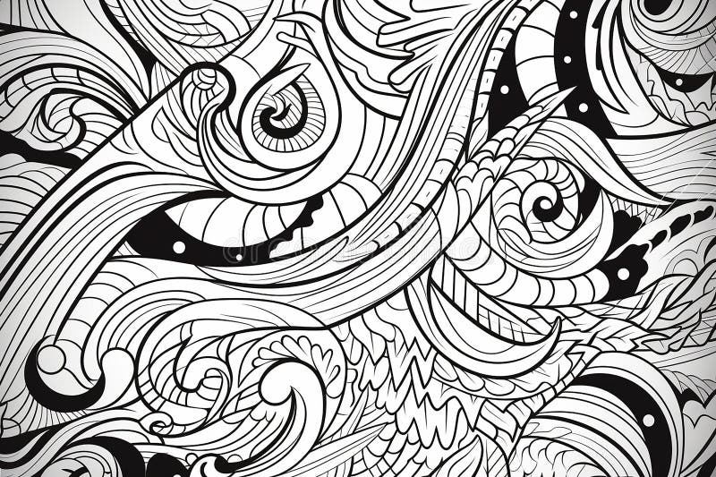 Abstract Black and White Swirls and Patterns Stock Illustration ...
