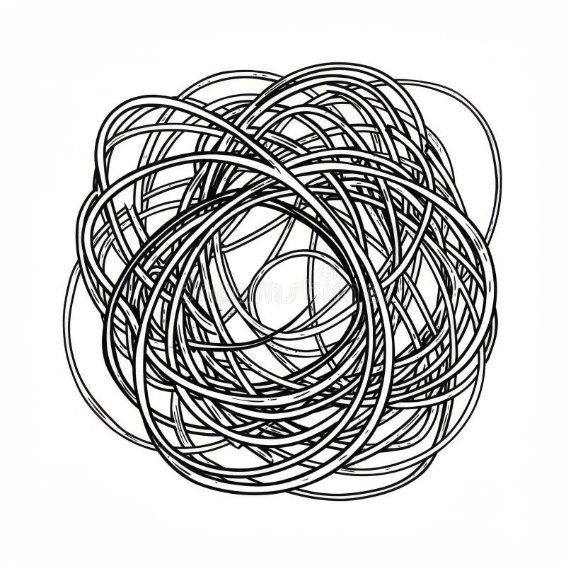 Abstract Black and White Tangled Line Art Stock Illustration ...