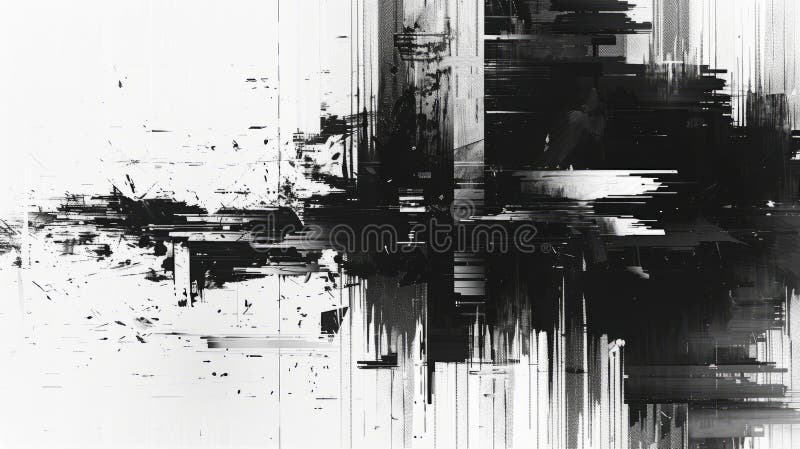 Abstract Black and White Digital Glitch Texture Stock Image - Image of ...