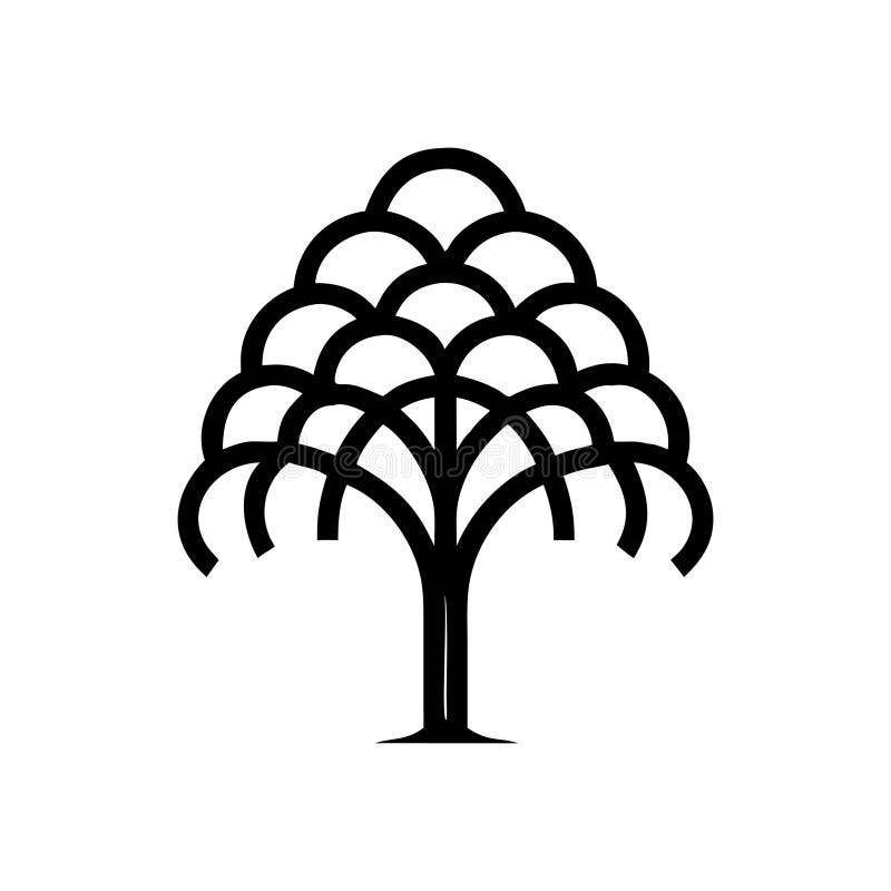 Abstract Black and White Tree Illustration with Geometric Leaf Pattern ...