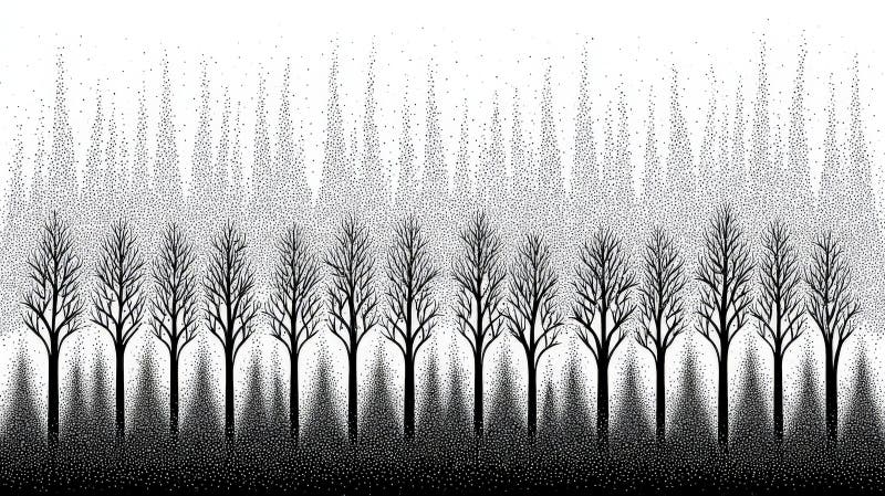 Abstract Black and White Tree Silhouette Pattern with Gradual Fade and ...