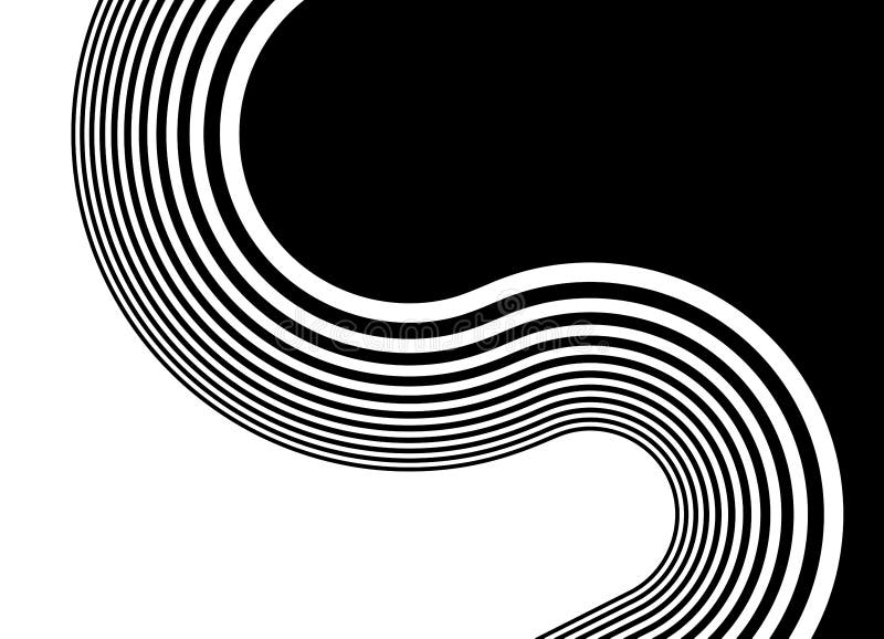 Abstract Black and White Vector Pattern of Wavy Lines with a Transition ...