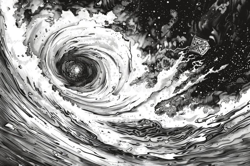 Abstract Black and White Vortex Drawing, Suitable for Graphic Design ...