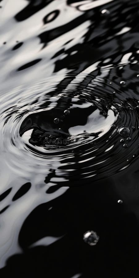 Abstract Black and White Water Ripple with Reflections and Bubbles ...