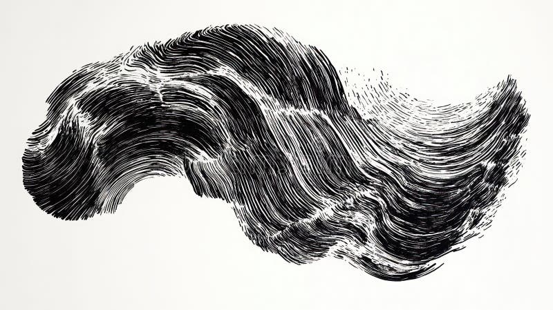 Abstract Black and White Wave-like Pattern Showcasing Fluid Movement ...