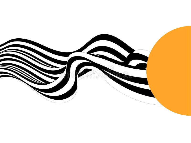 Abstract Black and White Wave with Orange Circle. Eps 10 Stock ...