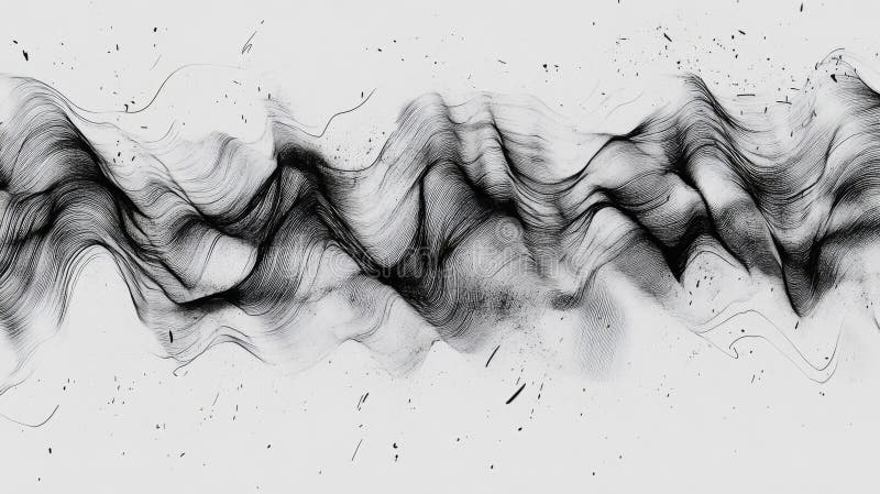 Abstract Black and White Wave Pattern with Ink Spatter Stock ...