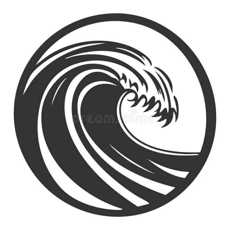 Abstract Black and White Wave Symbol in Circular Design. Stock ...