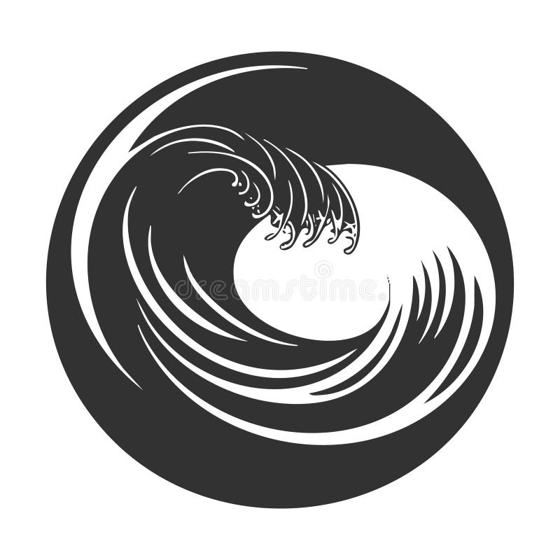 Abstract Black and White Wave Symbol in a Circular Design. Stock ...
