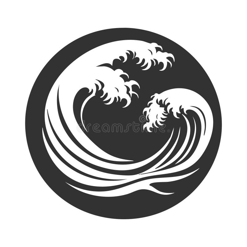 Abstract Black and White Wave Symbol in Circular Design. Stock ...