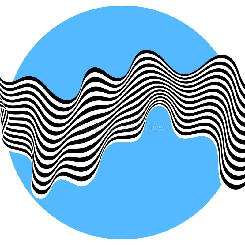 Abstract Black and White Waves. Wave Pattern with Blue Circles. Eps 10 ...